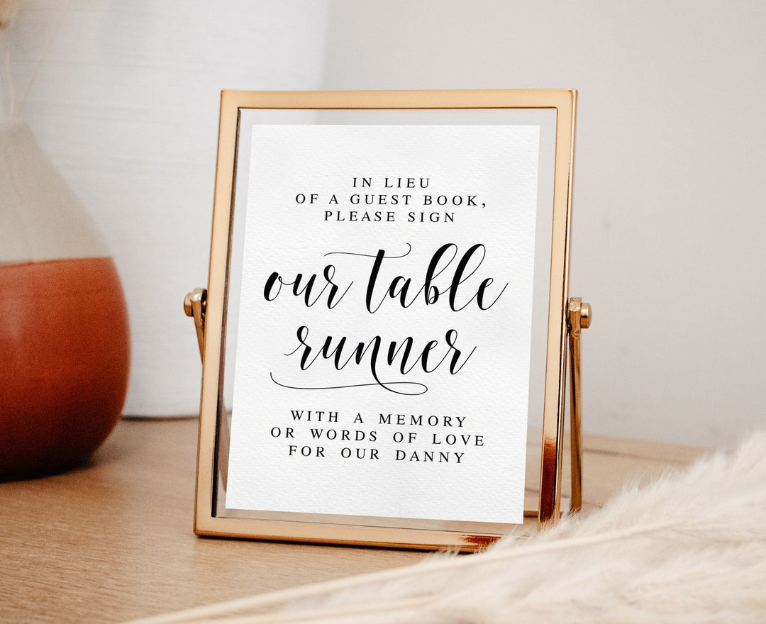 Funeral Table Runner Sign: Memorial Guest Book Alternative (digital ...