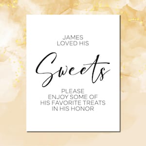 Enjoy Sweets in Honor Of, Modern Minimalist Funeral Signs, Memorial ...