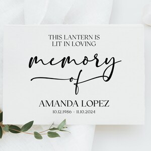 This Lantern is Lit in Loving Memory Of, Funeral Printables, Memorial ...