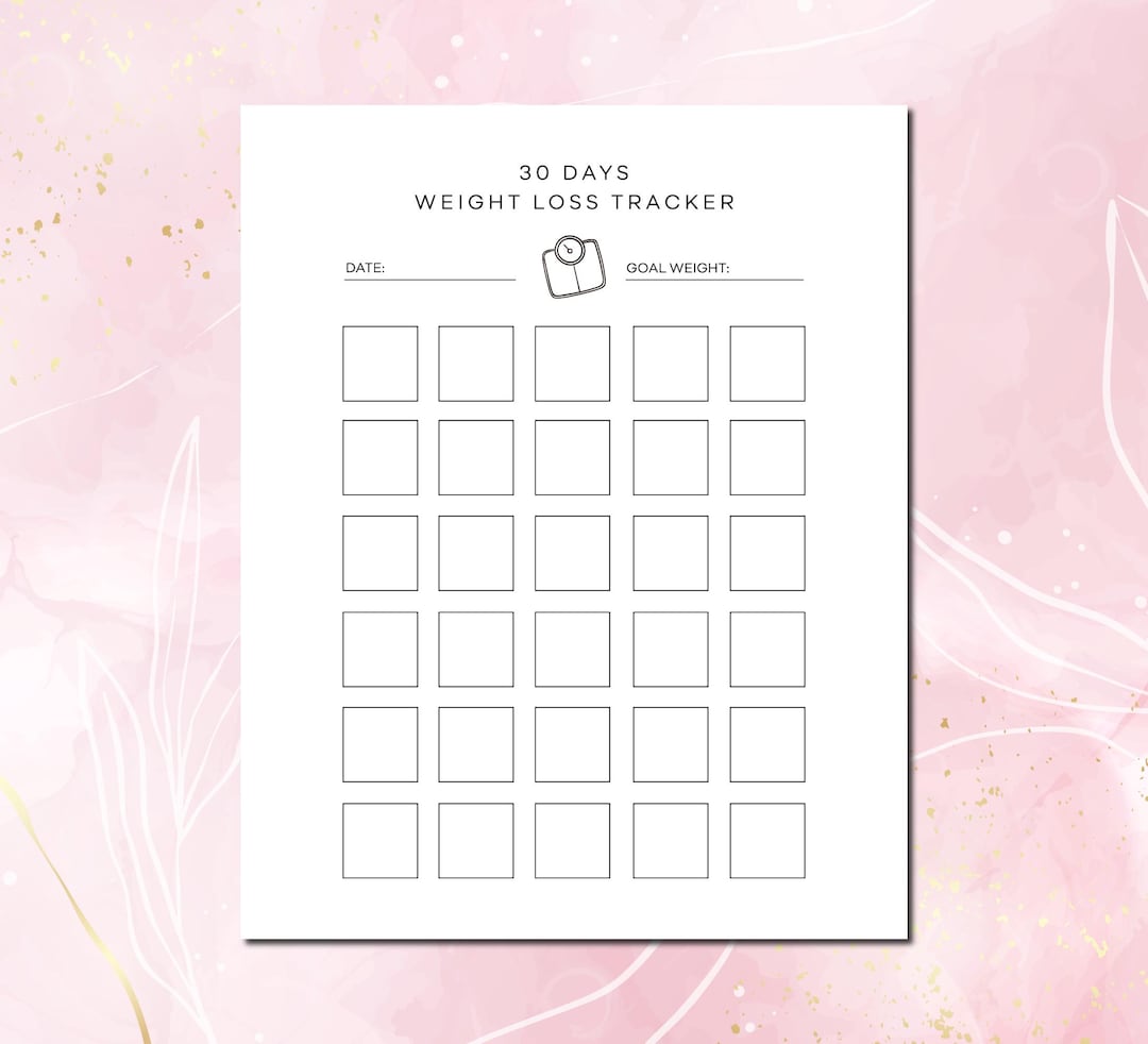 30 Days Weight Loss Tracker, Weight Loss Challange Printable, Weight ...
