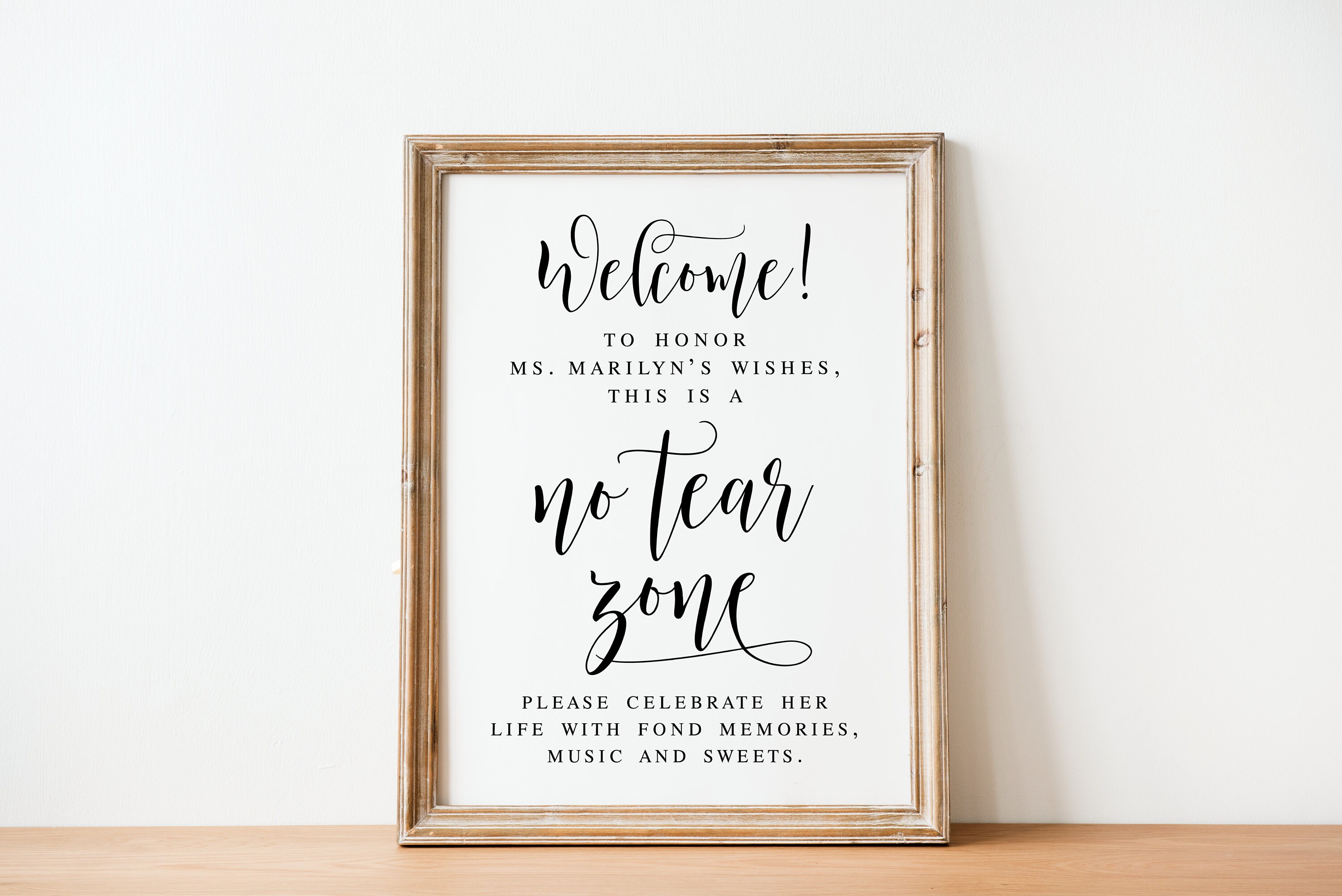 Memorial Welcome Sign: No Tear Zone Printable (PDF & JPG) - Etsy