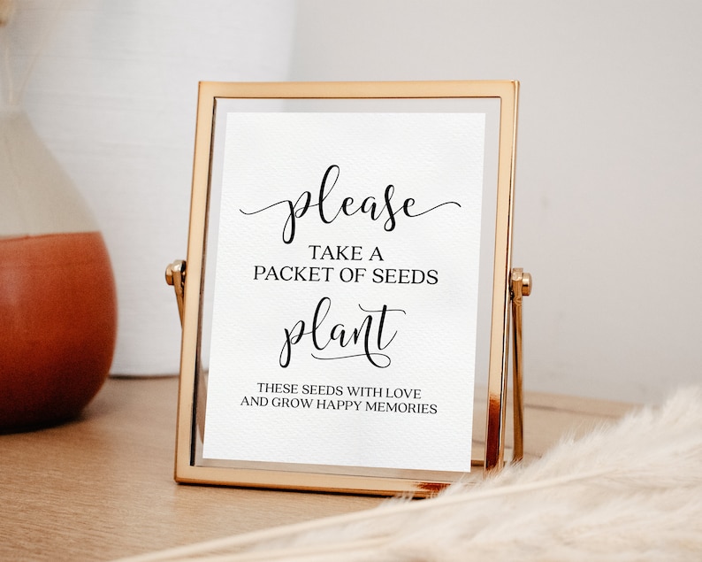 Memorial Seed Packet Sign: Funeral Favor, Plant With Love (digital ...