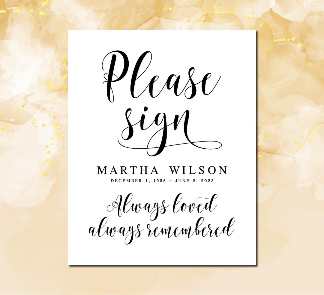 Please Sign Memory Book, Always Loved, Always Remembered, Memorial ...