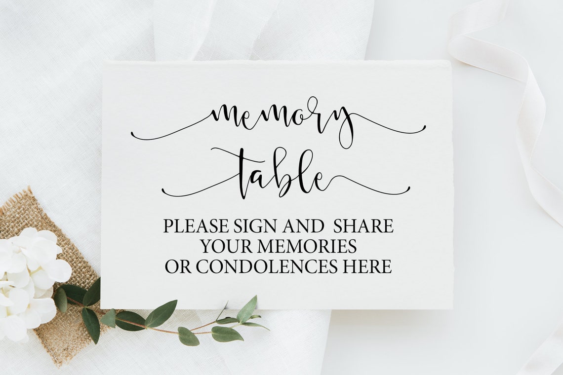 Minimalist Memory Table Sign, Please Sign and Share Your Memories ...