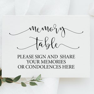Minimalist Memory Table Sign, Please Sign and Share Your Memories ...