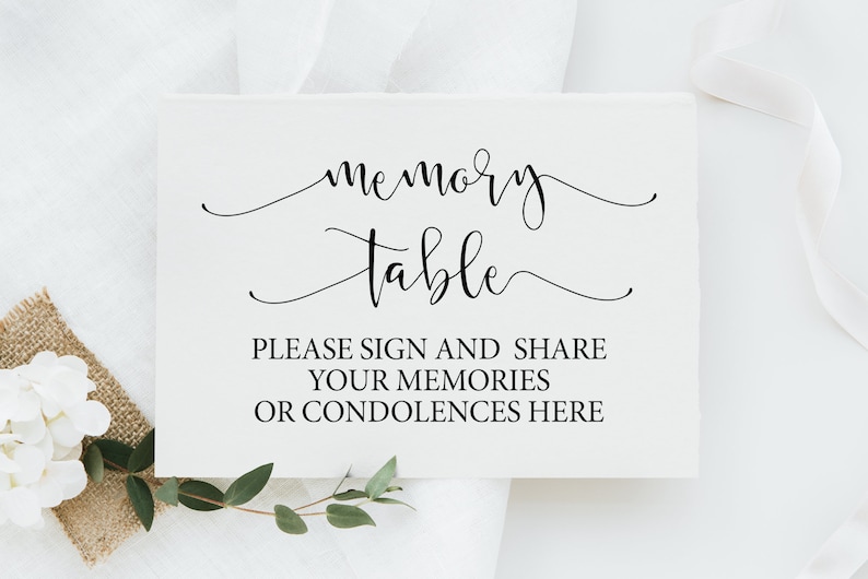 Minimalist Memory Table Sign, Please Sign and Share Your Memories ...