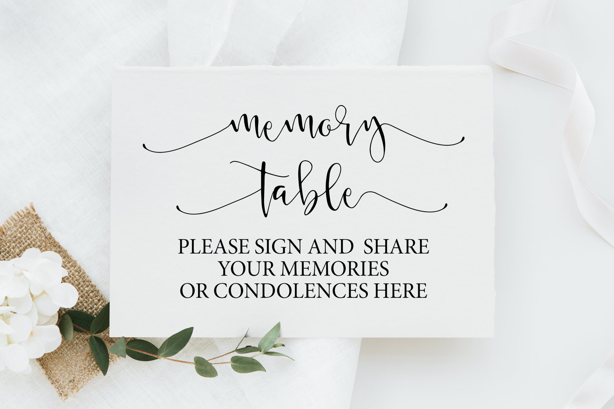 Minimalist Memory Table Sign, Please Sign and Share Your Memories ...