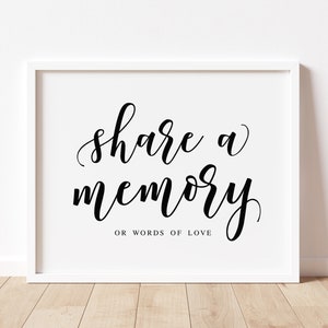 Share A Memory or Words of Love, Modern Minimalist Memorial Signs ...