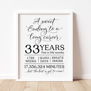 A Sweet Ending to A Long Career, 33 Years Retirement Sign, Happy ...