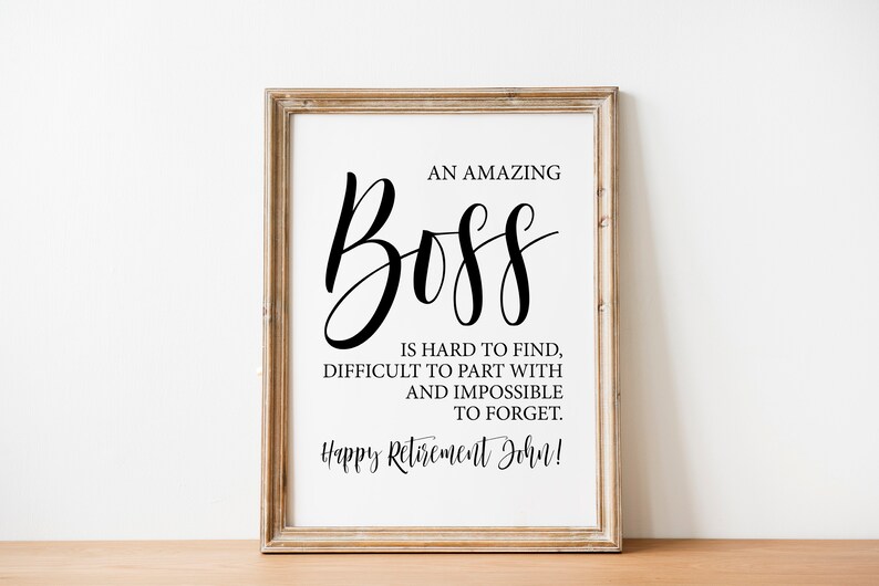 Boss Retirement Gift Sign: Printable Wall Art (digital Download) - Etsy