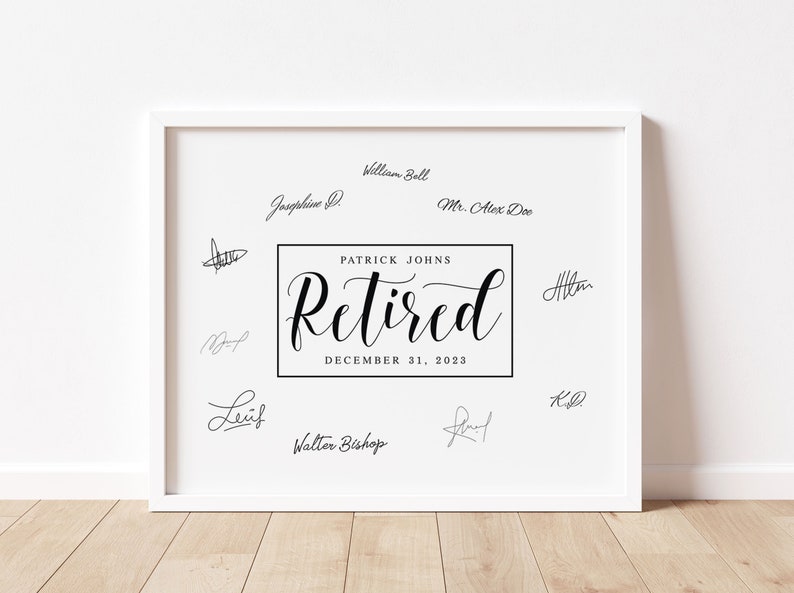 Retirement Gift Sign, Colleagues Signature Gift Sign, Retirement Prints ...
