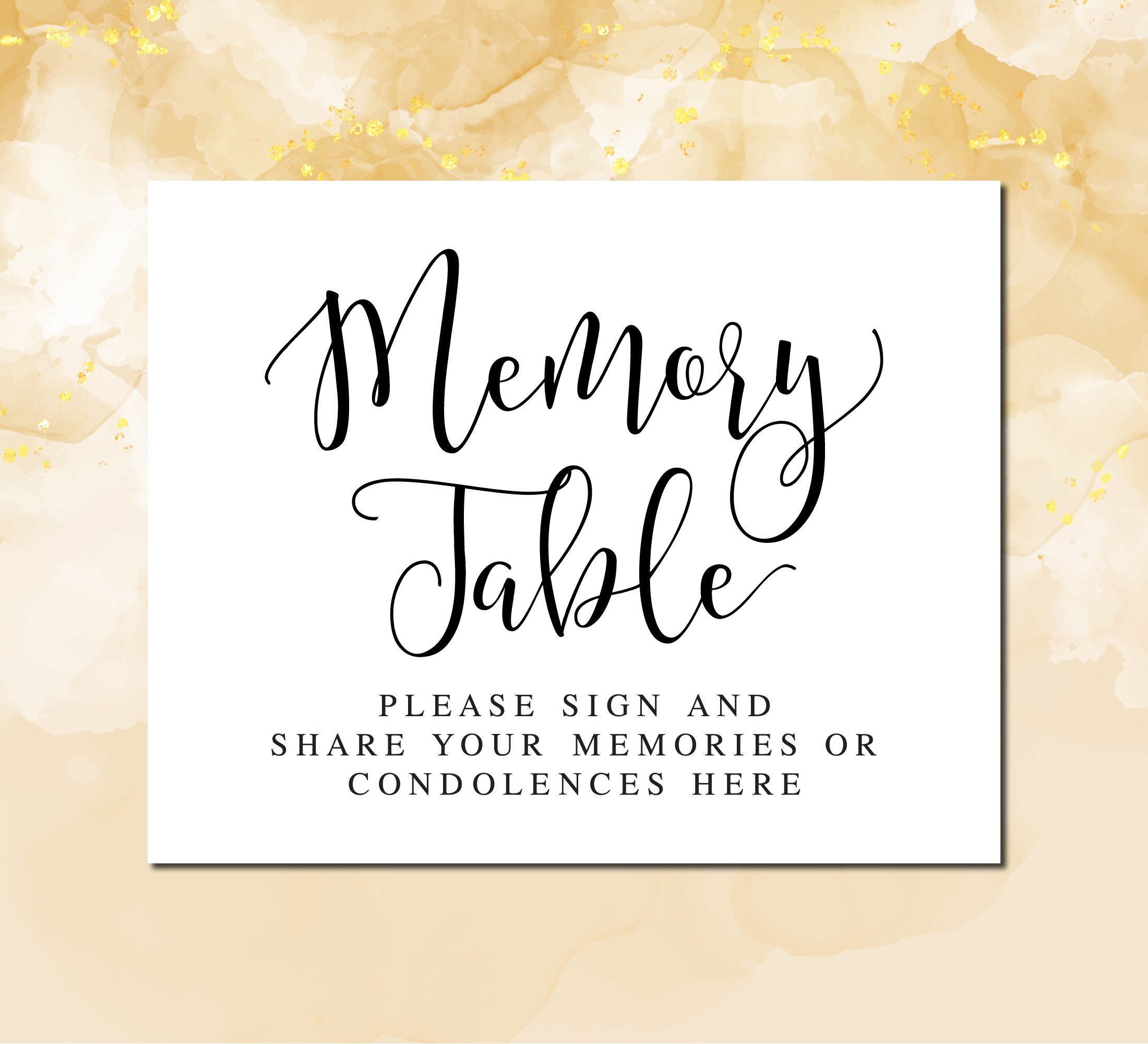 Memory Table Sign, Please Sign and Share Your Memories, Condolences ...