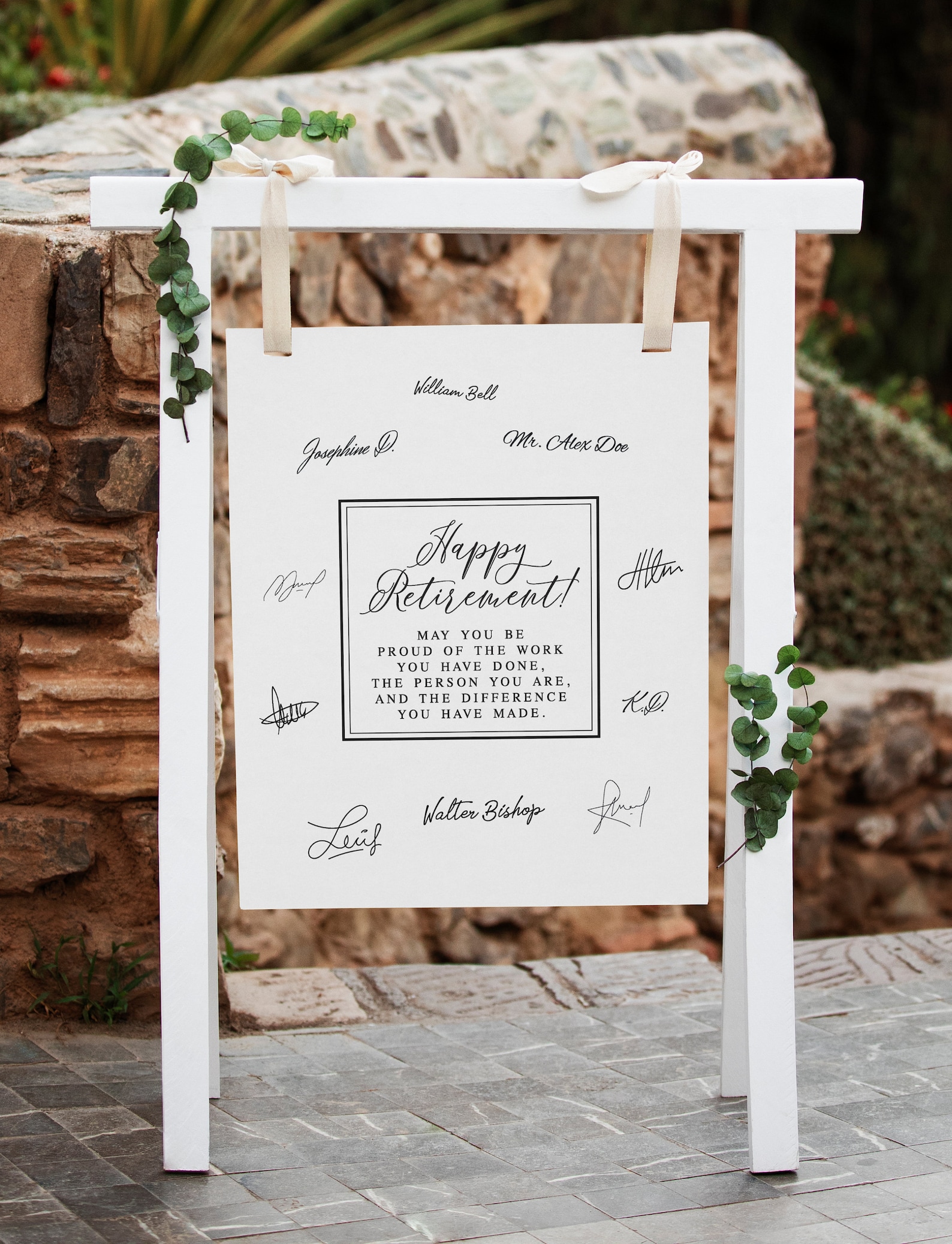 Happy Retirement Sign, Modern Minimalist Signature Gift Sign ...