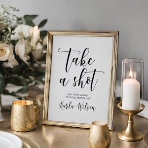 Funeral Drink Sign: 'take A Shot' Memorial Printable (digital Download ...