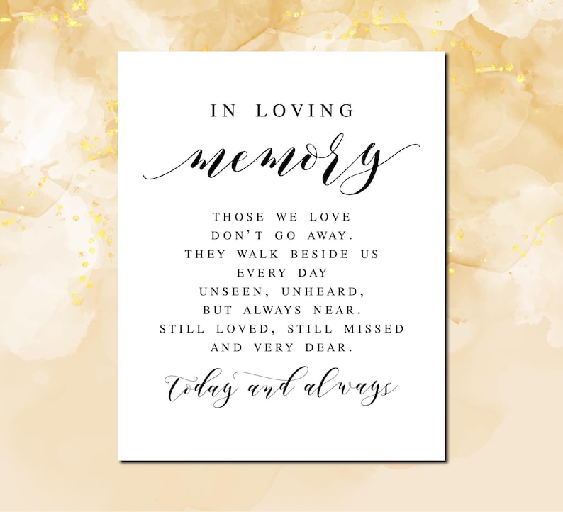 Memorial Sign: in Loving Memory Quote (PDF & JPG) - Etsy