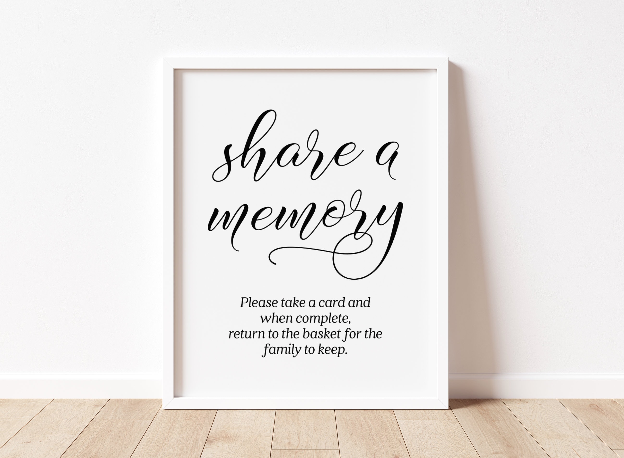 Share A Memory Sign, Please Take A Card and Share Memory, Memorial ...
