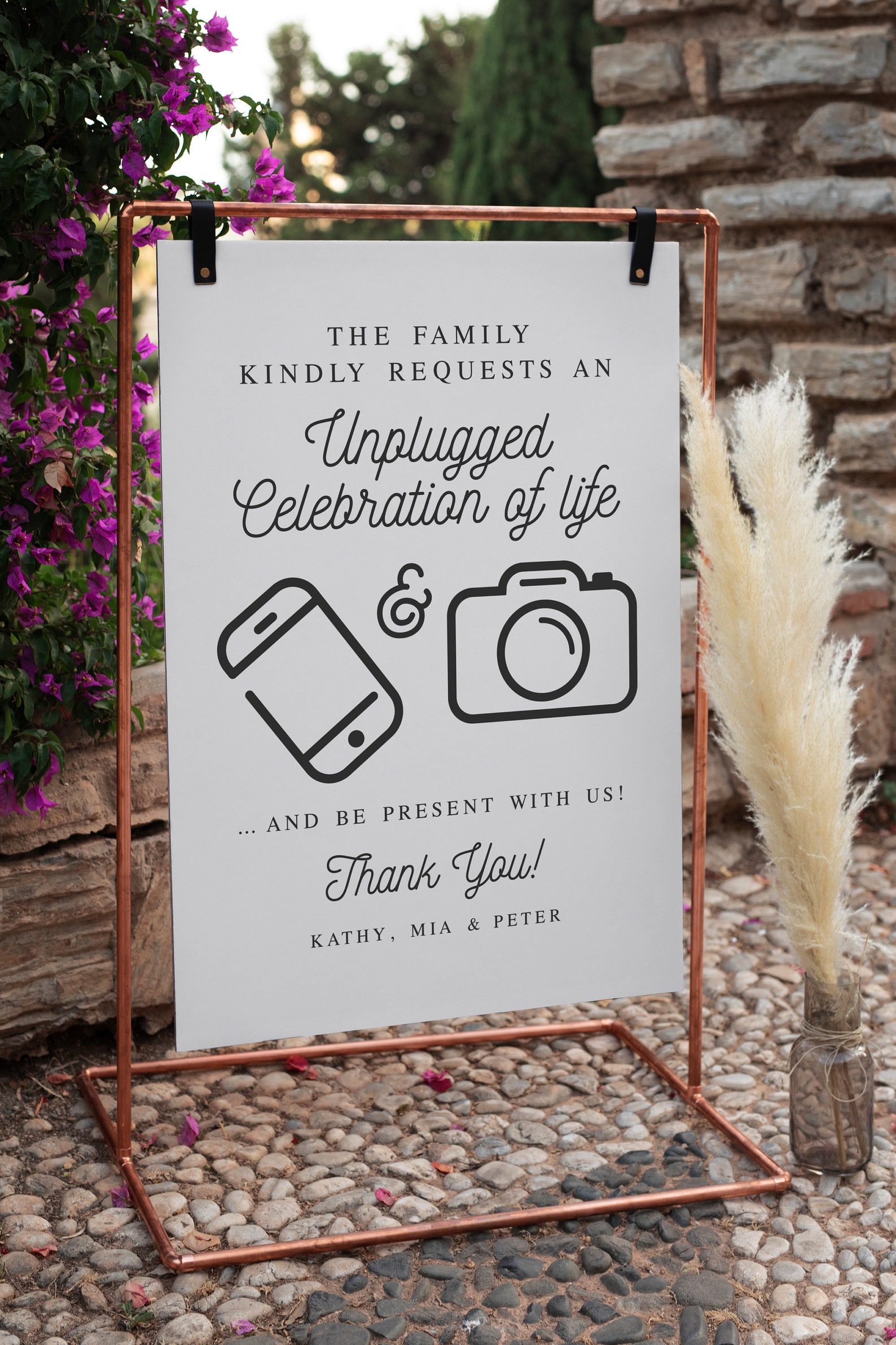 Unplugged Celebration of Life Sign, Funeral Signs, Memorial Sign ...