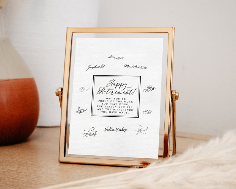 Happy Retirement Sign, Modern Minimalist Signature Gift Sign ...
