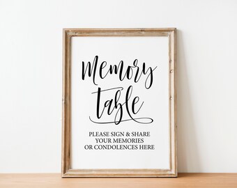 Memory Table Sign - Etsy