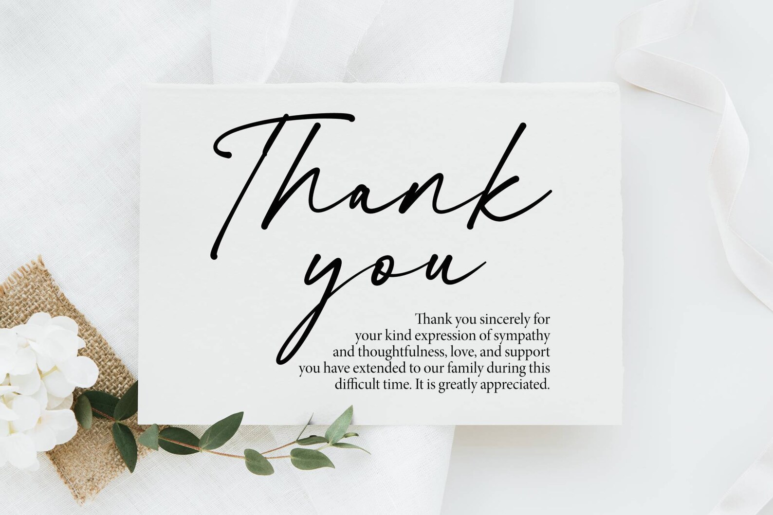 Funeral Thank You Card, Memory Table Sign, Modern Minimalist Memorial ...