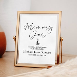 Memory Jar Sign, Share A Memory of Our Beloved, Funeral Memory Jar ...