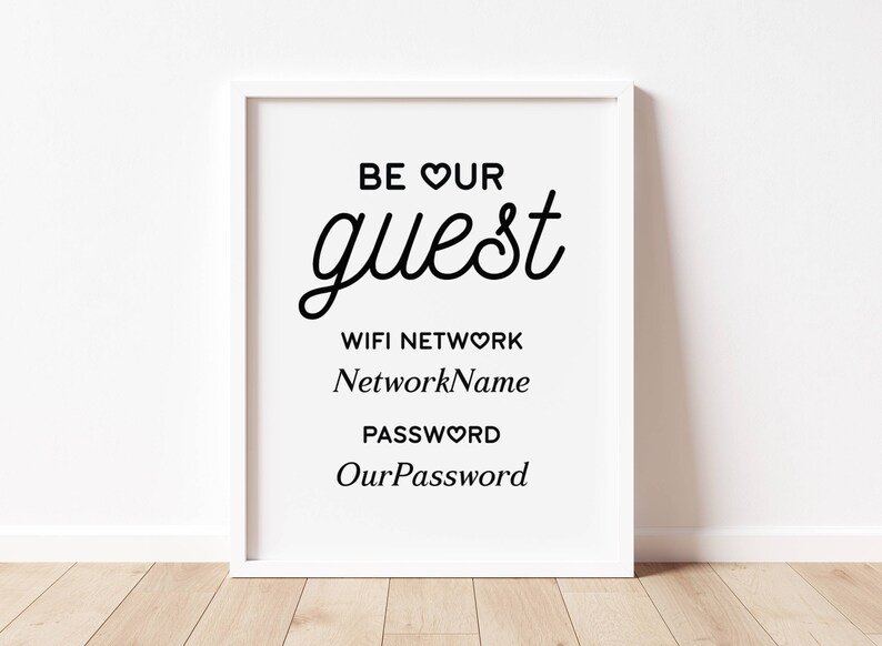 Be Our Guest, Wifi Password Printable, Wifi Network Sign, Custom Wifi ...