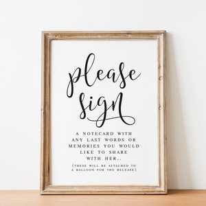 Please Sign A Notecard With Any Last Words, Memorial Signs, Funeral ...