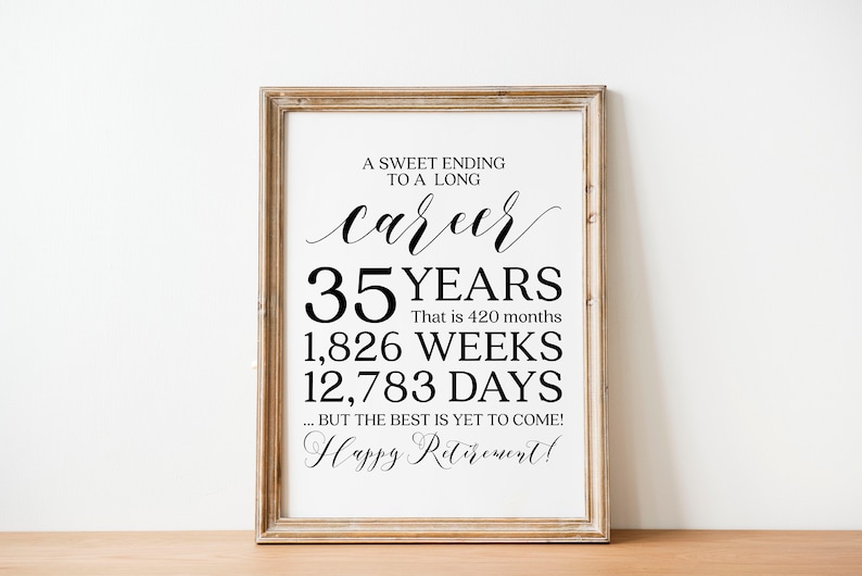 35 Years Retirement Gift Sign: Career Milestone Print (PDF & JPG) - Etsy