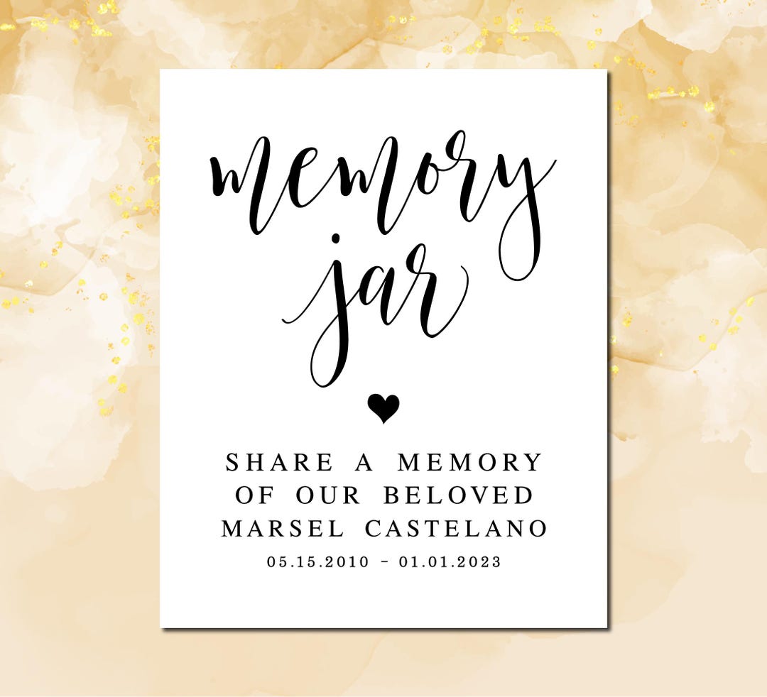 Funeral Memory Jar Sign: Celebration of Life, Memorial Table (digital ...