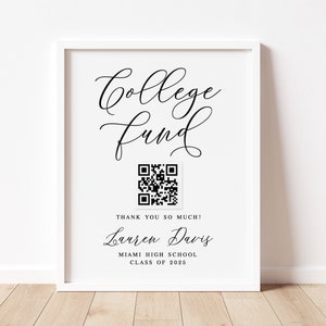 College Fund Sign, Modern Minimalist Graduation Party Sign, Graduate ...