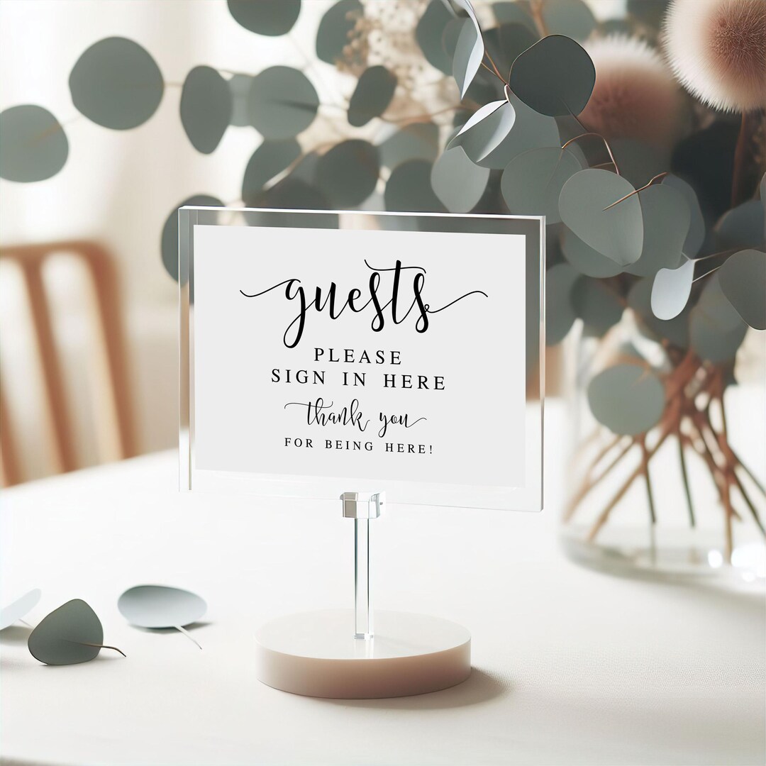 Guests, Please Sign in Here, Thank You for Coming, Wedding Welcome Sign ...