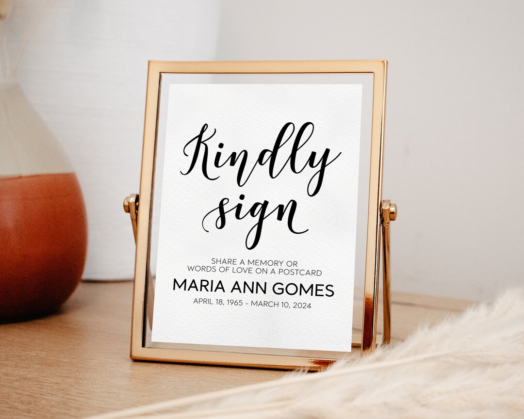 Kindly Sign, Share A Memory or Words of Love on A Postcard, in Loving ...