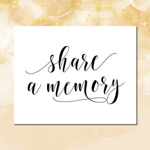 Share A Memory, Modern Minimalist Memorial Signs, Funeral Signs ...