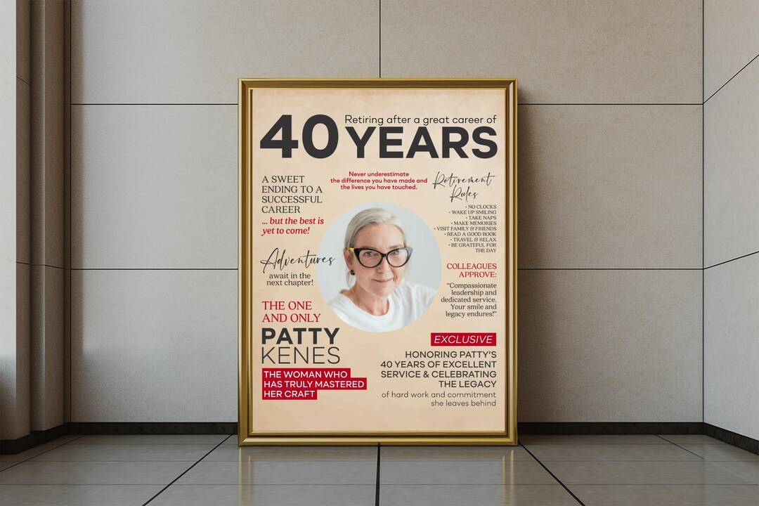 Retirement Magazine Photo Poster, Retirement Gift Signs, Retiree Gift ...