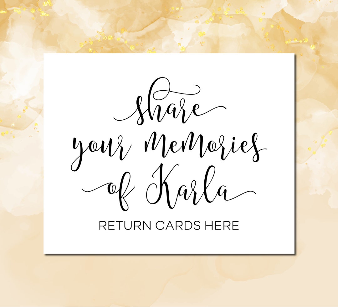 Share Your Memories Of, Return Cards Here, Minimalist Funeral Prints ...