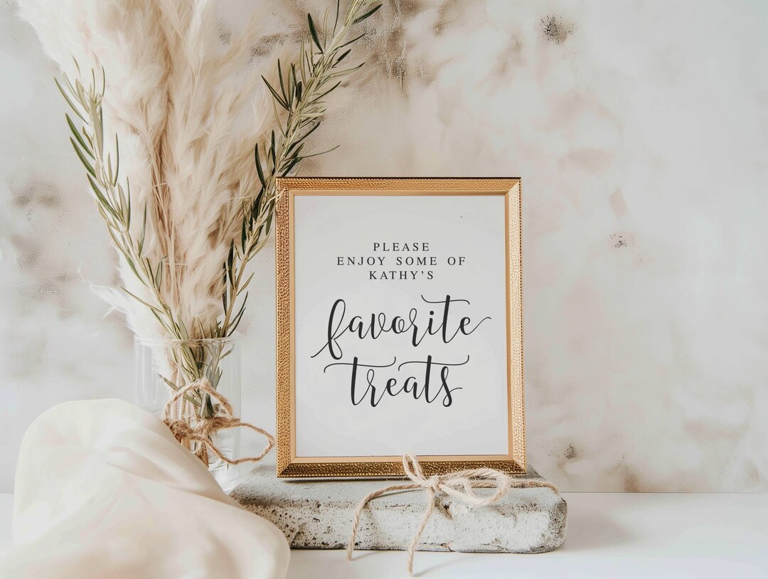 Please Enjoy Some of Her Favorite Treats, Funeral Food Table Sign ...