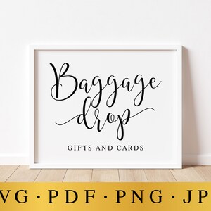 Baggage Drop Sign, Wedding SVG Sign, Wedding Signs, Travel Wedding ...