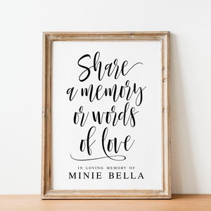 Share A Memory or Words of Love, in Loving Memory Sign, Celebration of ...