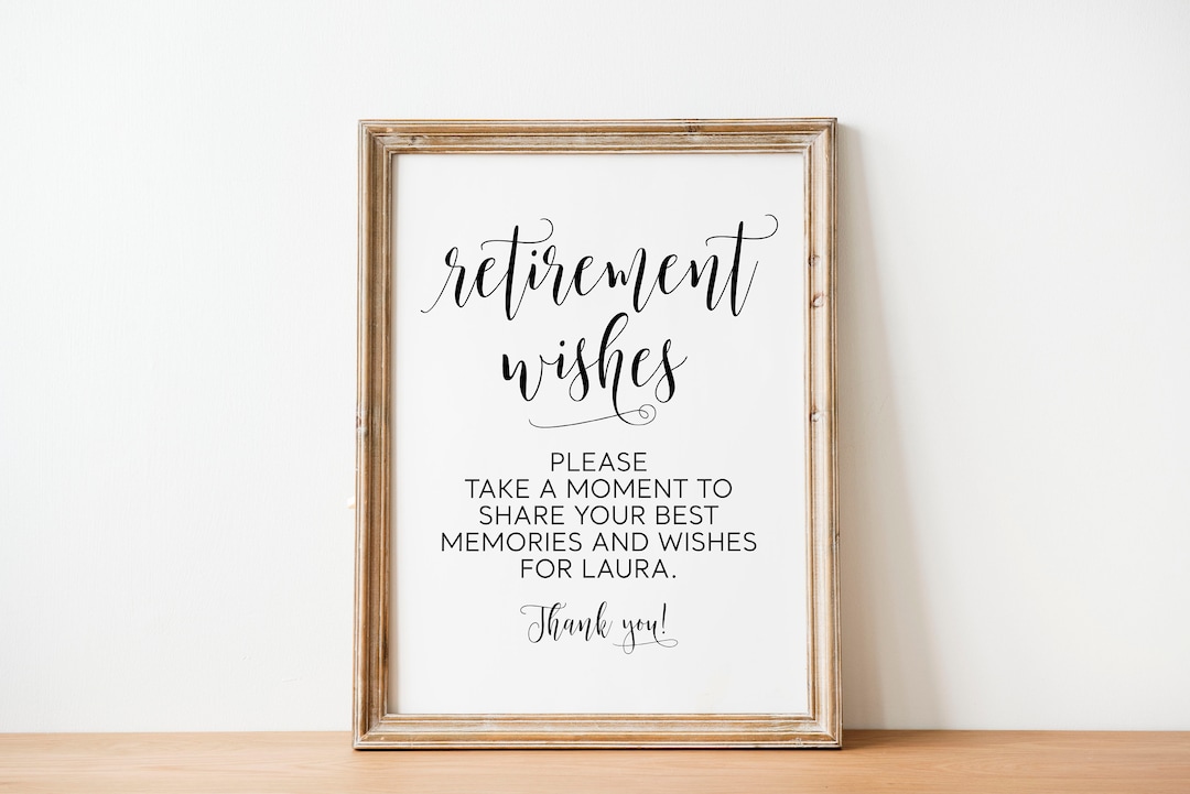 Retirement Wishes Sign, Share Your Best Wishes, Custom Retirement Sign ...