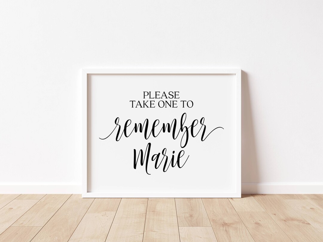 Please Take One to Remember, Funeral Service Memory Table Sign ...