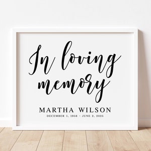 In Loving Memory, Modern Minimalist Memorial Signs, Celebration of Life ...