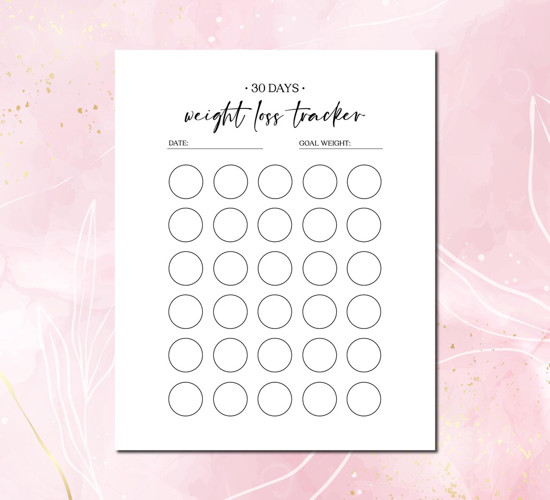 30 Day Weight Loss Tracker, Fitness Printable, Weight Loss Challange ...