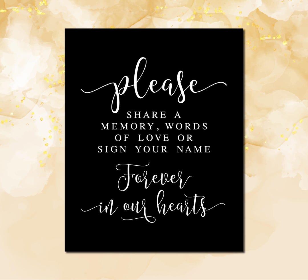 Please Share A Memory Words of Love or Sign Your Name, Black Minimalist ...