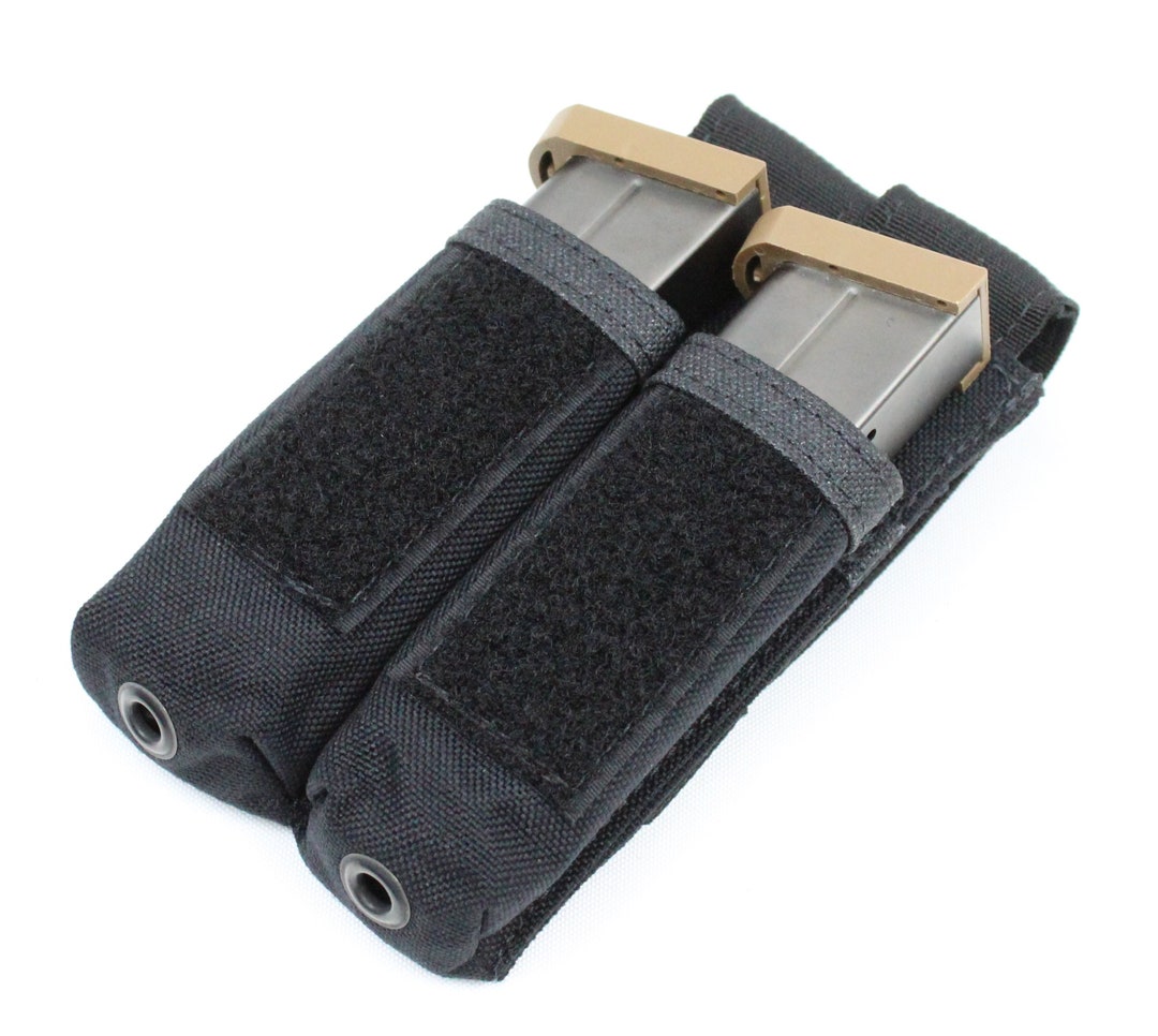 MOLLE Double Pistol Tactical Magazine Pouch Black Fits 9mm .40 .45 ...
