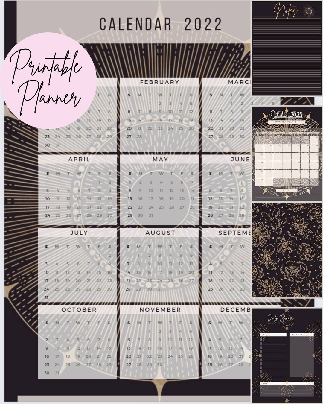 Celestial Theme Planner, DIGITAL DOWNLOAD, Organization, Moon, Star ...