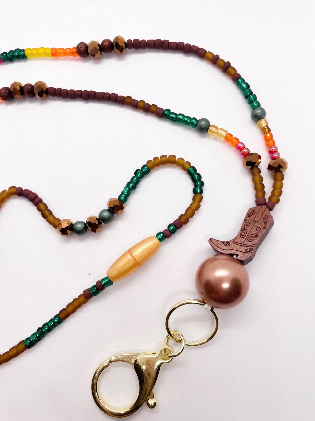 Personalized Beaded Lanyard, Cowboy Boot Beaded Badge Holder, Cute Gift ...