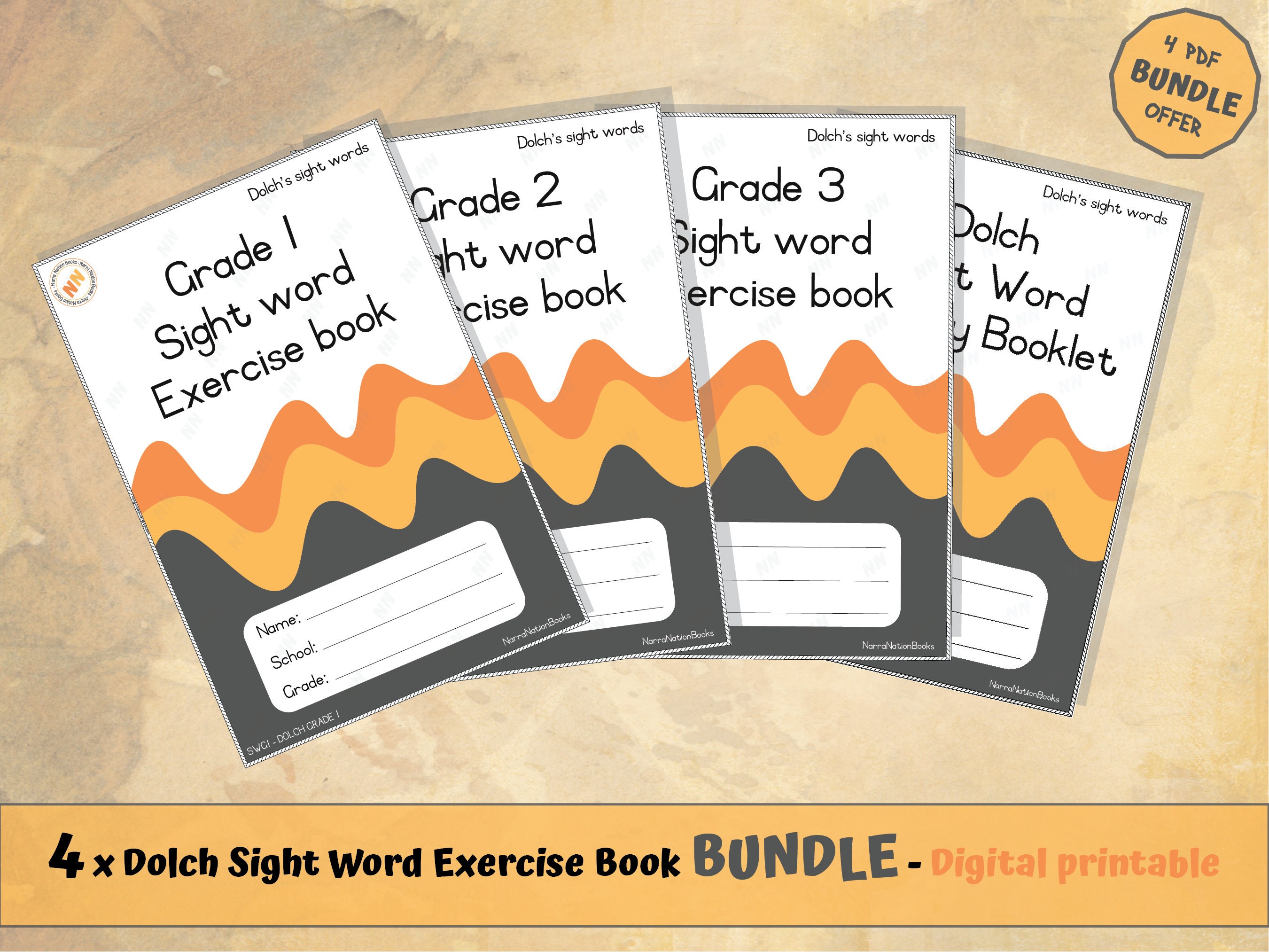 Grade 1 to 3, Dolch Sight Words Woorkbook Bundle for Primary School 4 ...