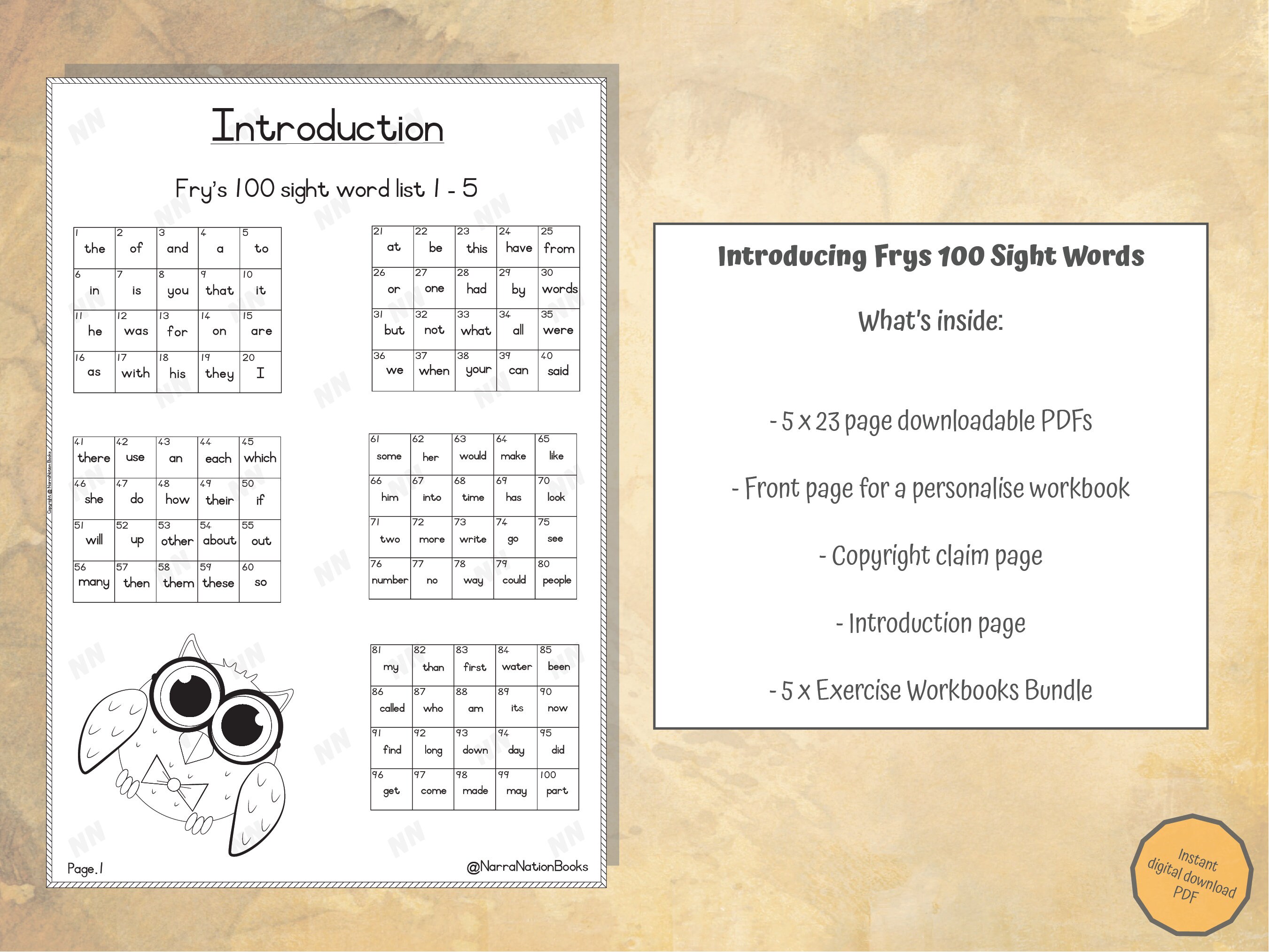 Fry Sight Words Worksheet Bundle | 100 Printable Pdfs | Grade 1-2 ...