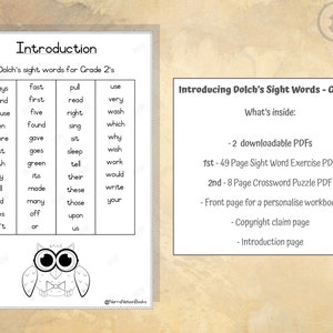 Dolch Sight Words Printable Worksheets for Grade 2 Learners - Etsy