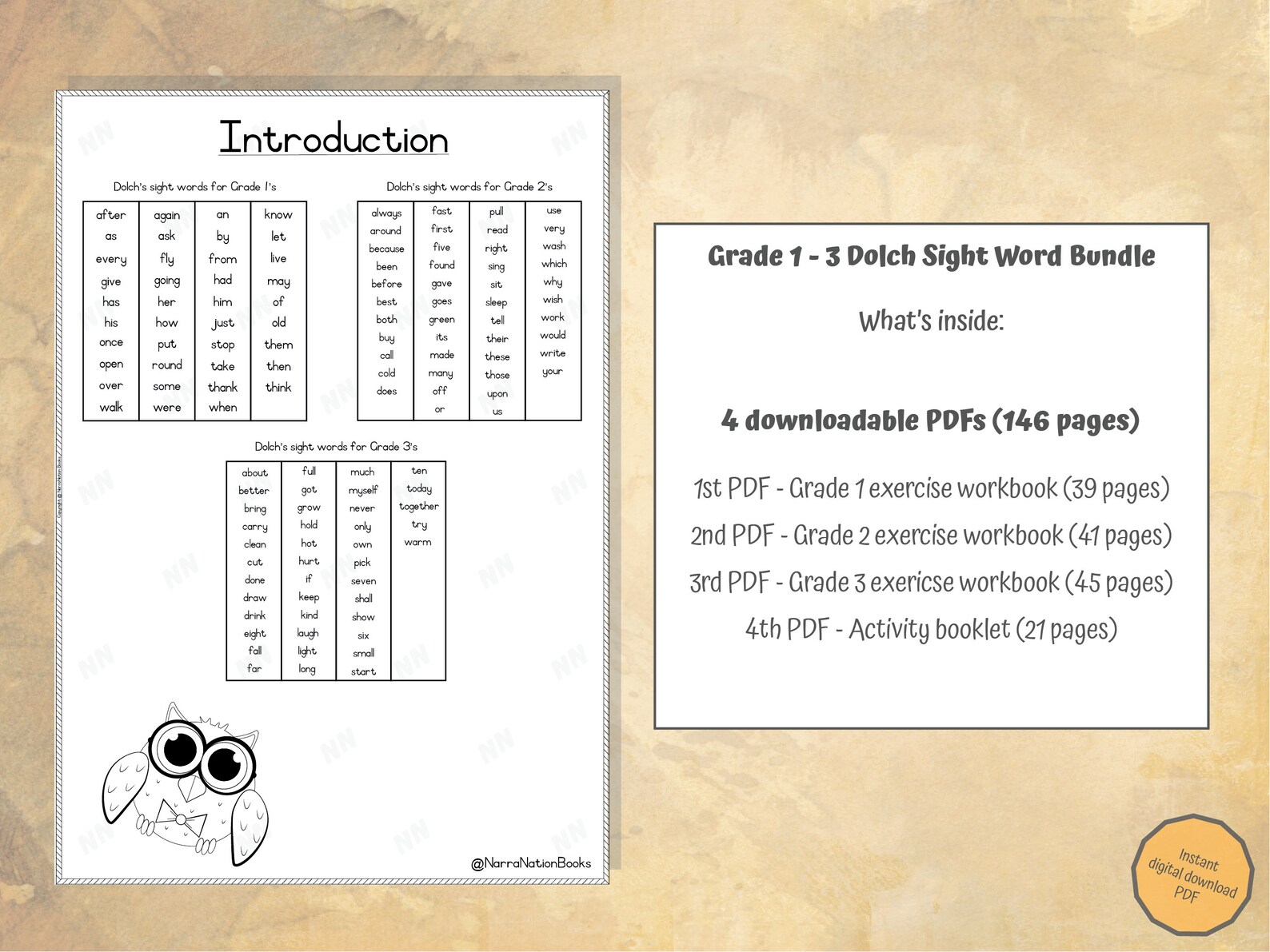 Grade 1 to 3, Dolch Sight Words Woorkbook Bundle for Primary School 4 ...